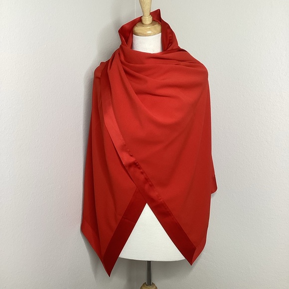St. John | Accessories | St John Red Silk Edge Scarf Wrap Shawl 23x74 ...